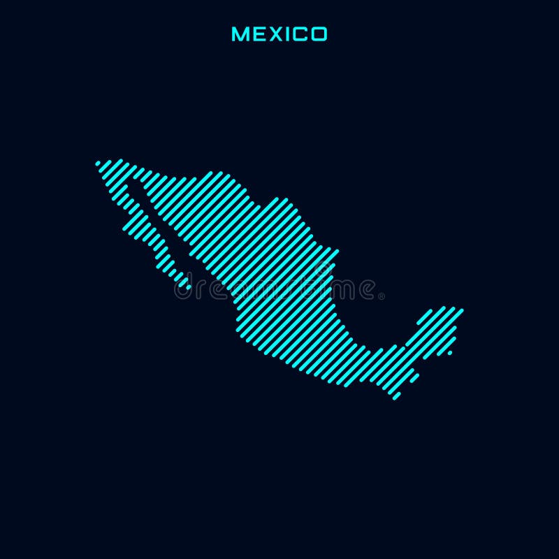 Mexico Striped Map Vector Design Template with Blue Background. Stock ...