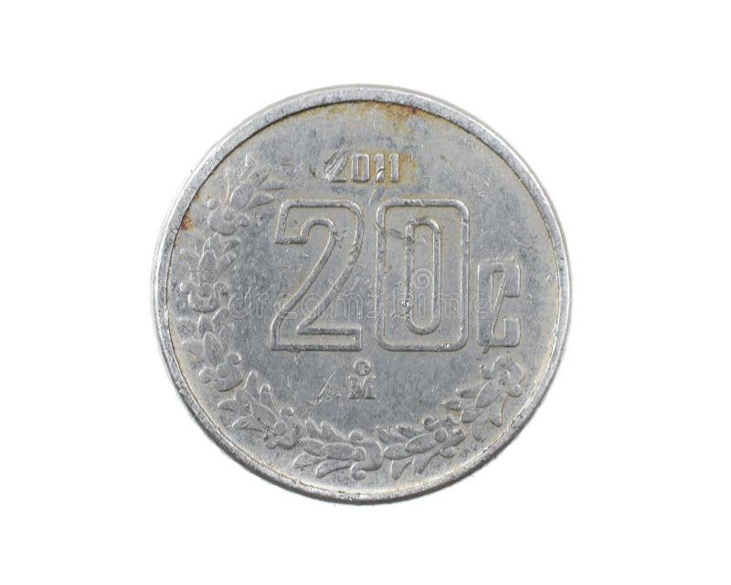 Mexico Twenty Centavos Coin on a White Isolated Background Stock Image ...