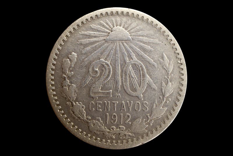 Mexico 1912 Twenty Centavos Silver Coin Stock Image - Image of 1912 ...