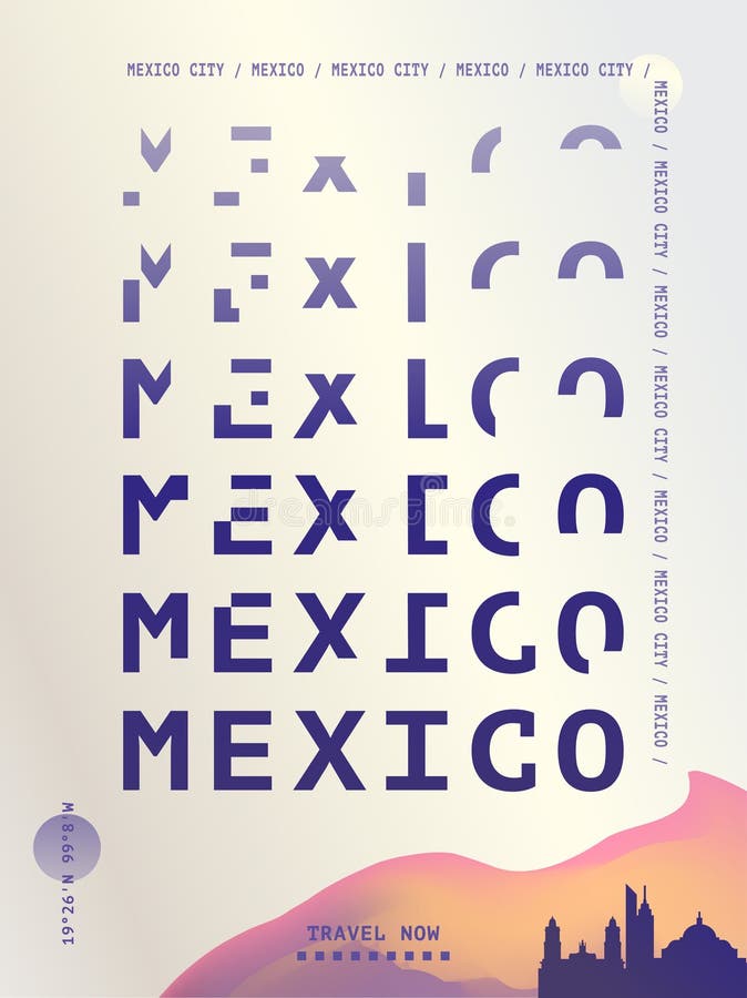 Mexico Typography Minimalist Vector Poster Layout. Brochure, Leaflet ...