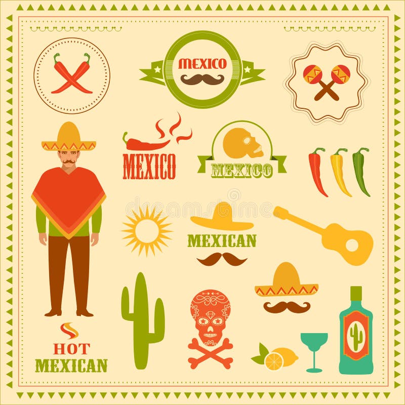 Mexico icons stock vector. Illustration of ethnicity - 29635695