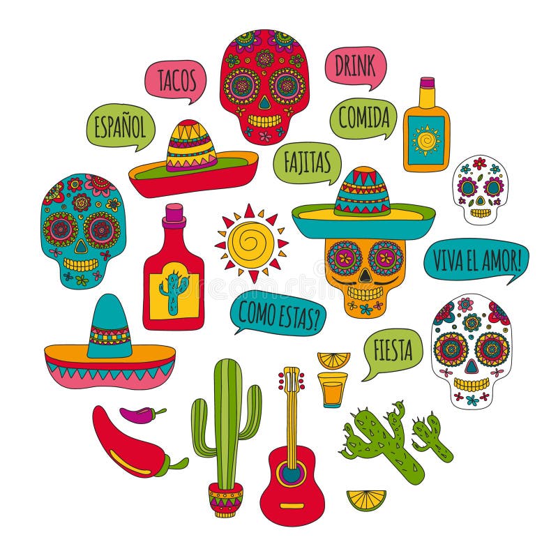 Mexico Vector Pattern. Day of the Dead. Icons for Posters, Banners ...