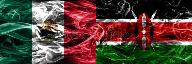 Mexico Vs Kenya Smoke Flags Placed Side by Side. Mexican and Ken Stock ...