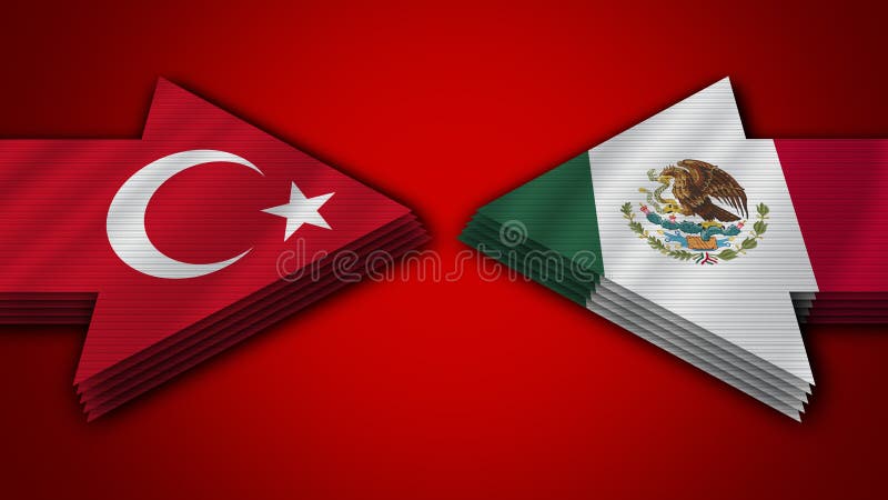 Mexico Vs Turkey Turkish Arrow Flags â€“ 3D Illustrations Stock ...