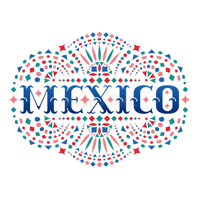 Fiesta Word and Mexican Embroidery Motif for Festive Card. Stock Vector ...