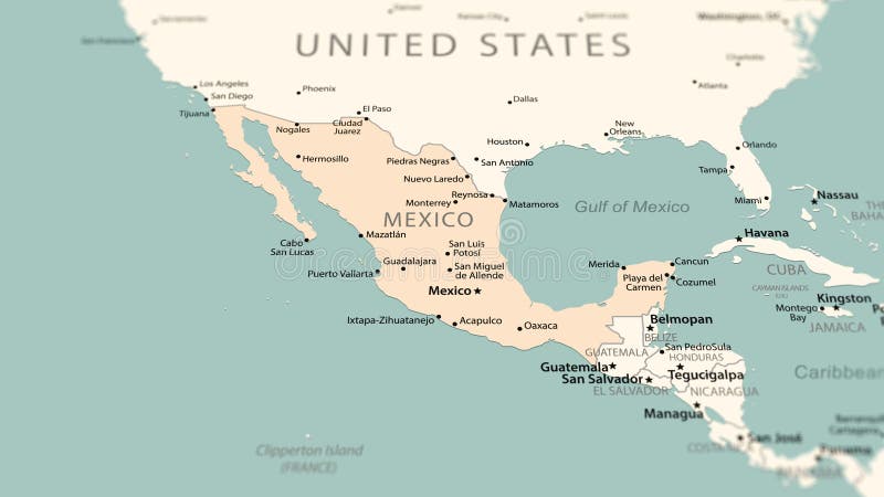 Mexico on the world map stock photo. Image of travel - 304481412
