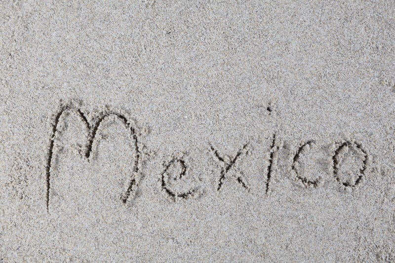 Mexico writing in the sand stock photo. Image of sign - 299102694