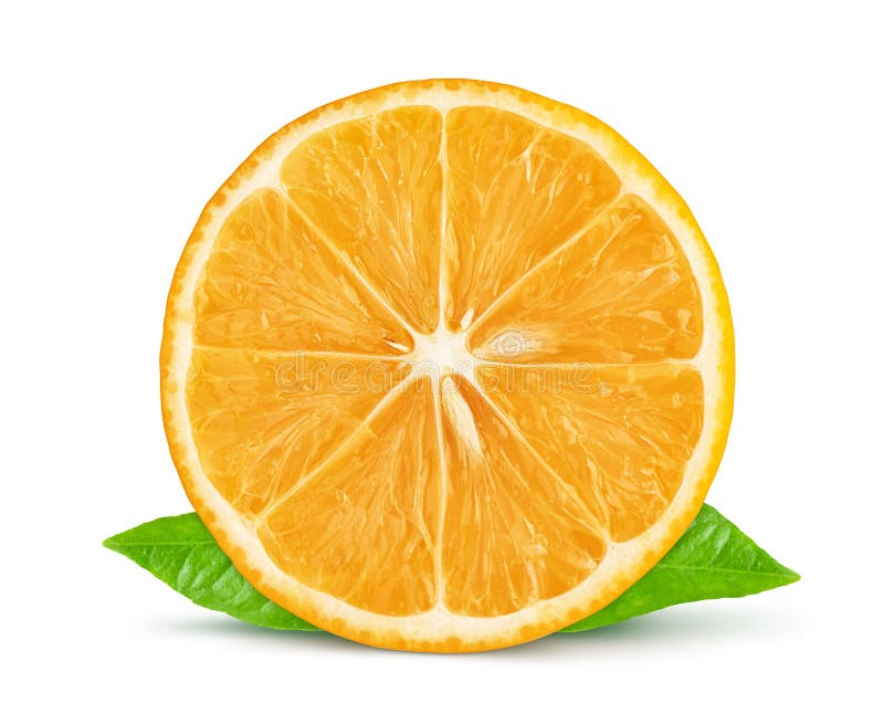 Lemon Cross Section and Leaves Isolated on White Background Stock Image ...