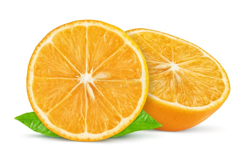 Meyer Lemon Cross Section Isolated on White Stock Image - Image of leaf ...