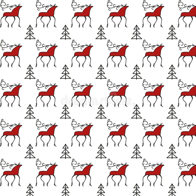 Mezen Pattern with Reindeer Stock Illustration - Illustration of folk ...
