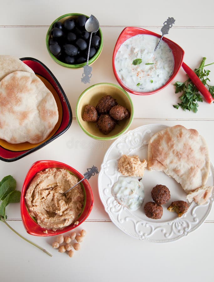 Mezze table stock image. Image of tapas, olives, raita - 13073135