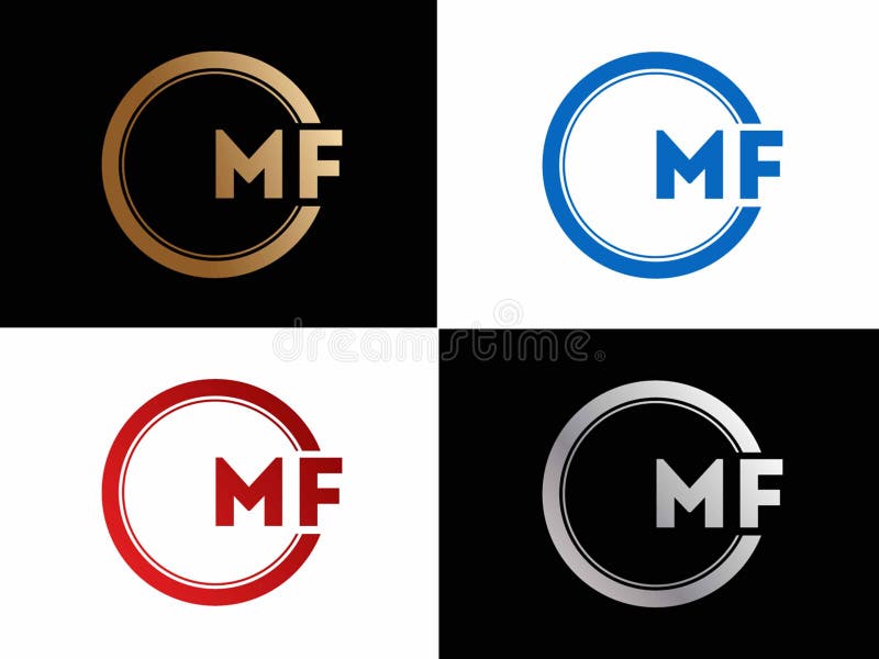 MF Initial Circle Shape Gold Color Later Logo Design Stock Vector ...
