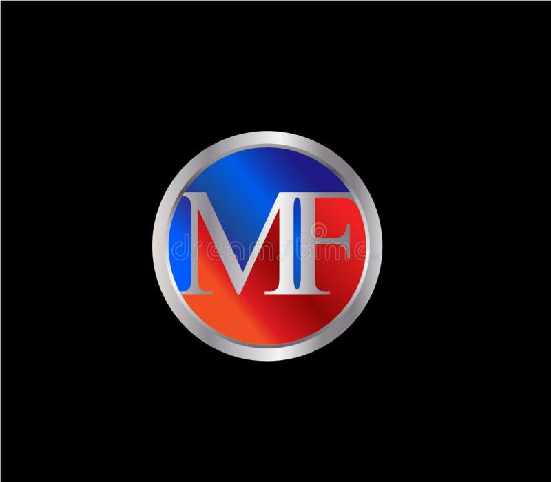 MF Initial Circle Shape Red Blue Silver Color Later Logo Design Stock ...