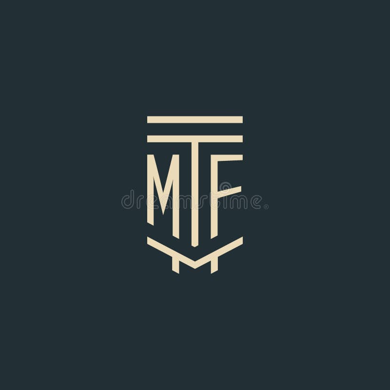 MF Initial Monogram with Simple Line Art Pillar Logo Designs Stock ...