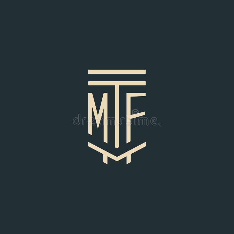 MF Initial Monogram with Simple Line Art Pillar Logo Designs Stock ...