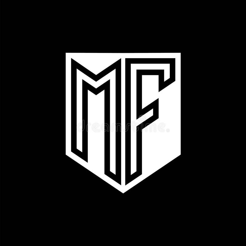 MF Logo Monogram Shield Geometric Black Line Inside White Shield Color Design Stock Vector ...