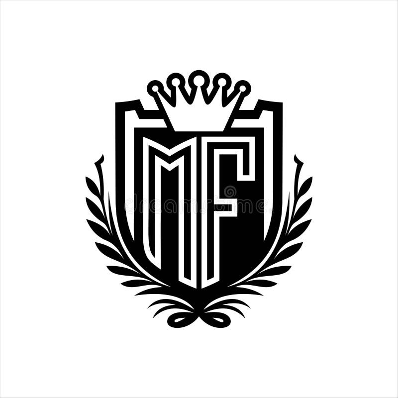 MF Logo Heraldic Shield Shape with Crown, Vintage Crest on White ...