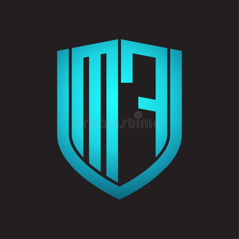 MF Logo Monogram with Emblem Shield Design Isolated with Blue Colors on ...