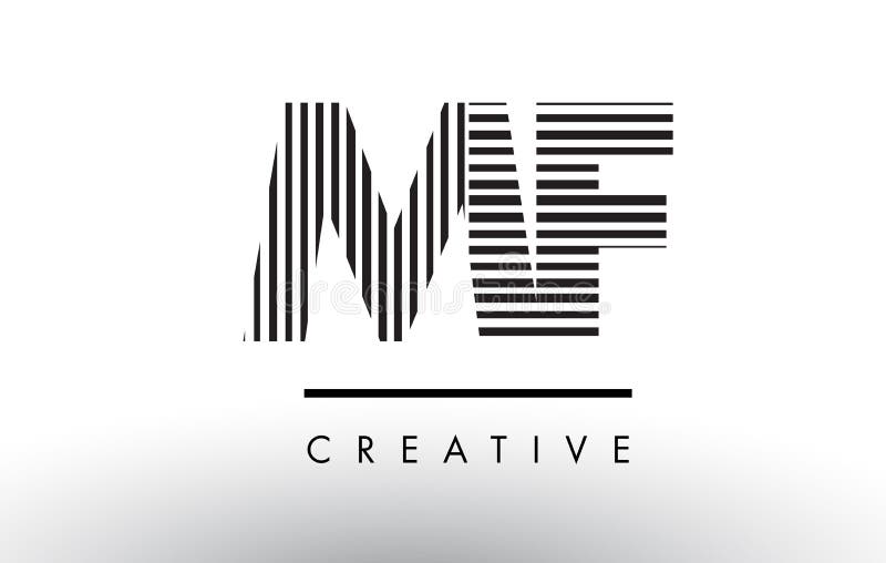 MF M F Black and White Lines Letter Logo Design. Stock Vector ...