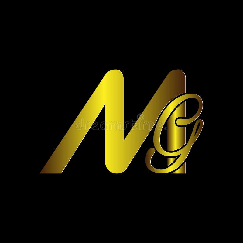 MG Letter Logo Golden Color Design, Stylish Logo Font Stock Vector ...