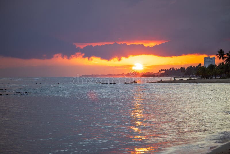 Sunset in Juan Dolio, Dominican Republic Stock Photo - Image of wave ...