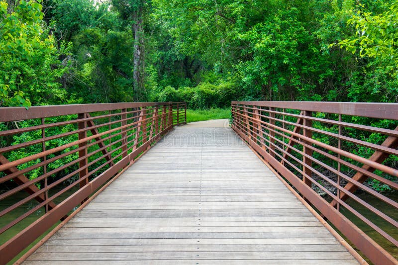 Rustic Retreat - Wooden Footbridge Stock Photo - Image of foliage ...