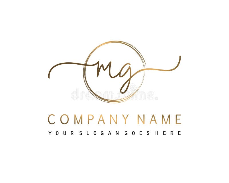 MG Initial Handwriting Logo Circle Hand Drawn Template Vector Stock ...