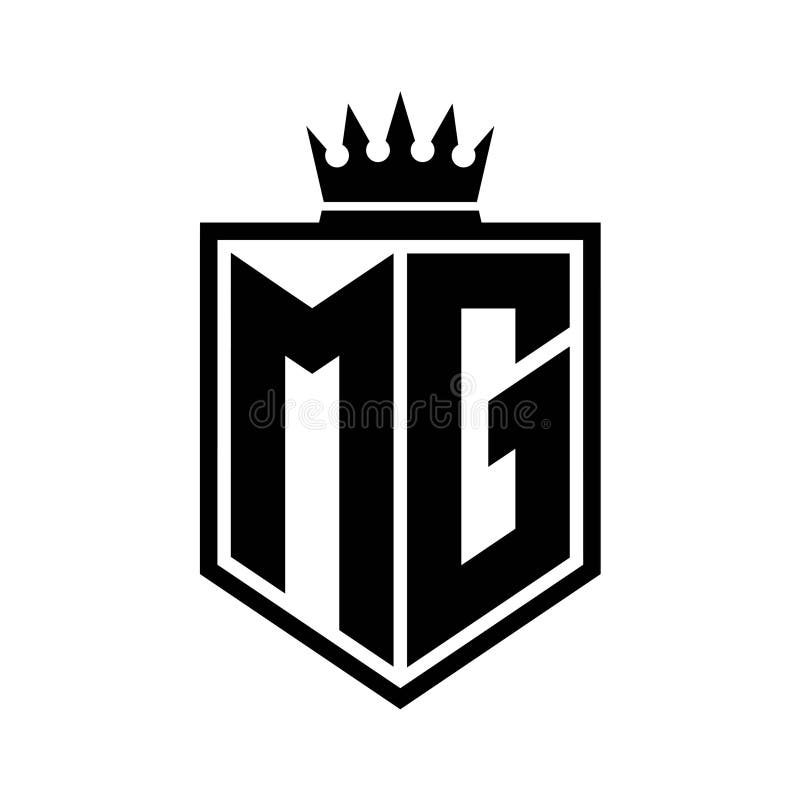 MG Logo Monogram Bold Shield Geometric Shape with Crown Outline Black ...
