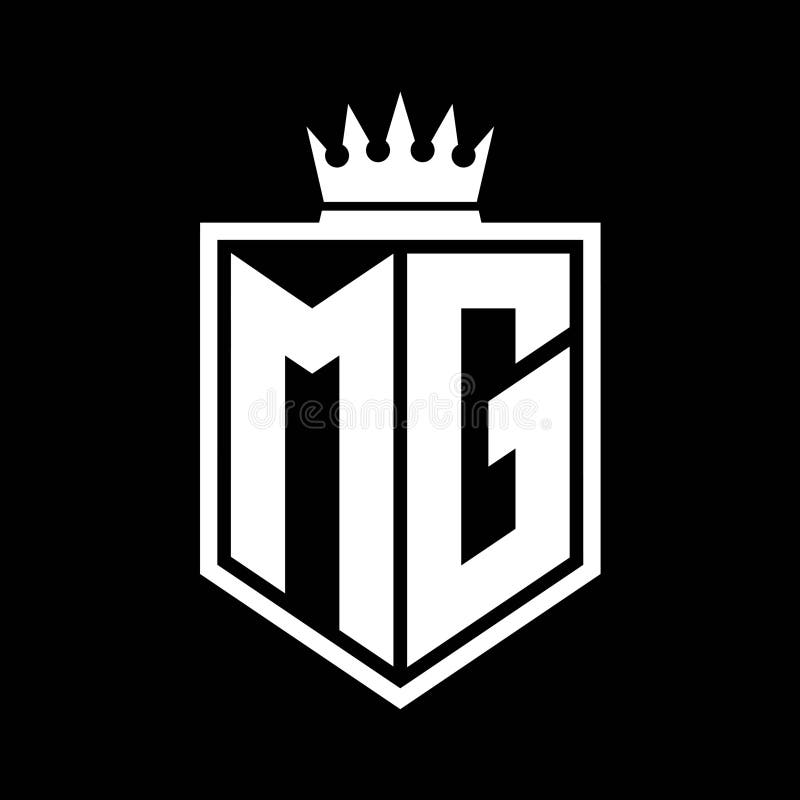 MG Logo Monogram Bold Shield Geometric Shape with Crown Outline Black ...