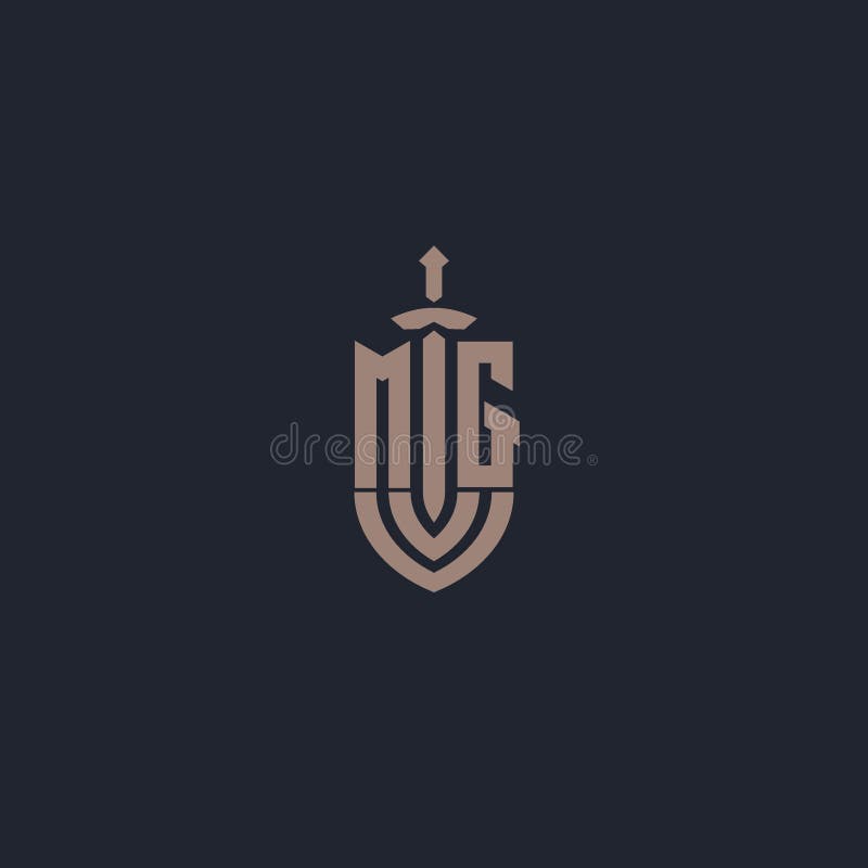 MG Logo Monogram with Sword and Shield Style Design Template Stock ...