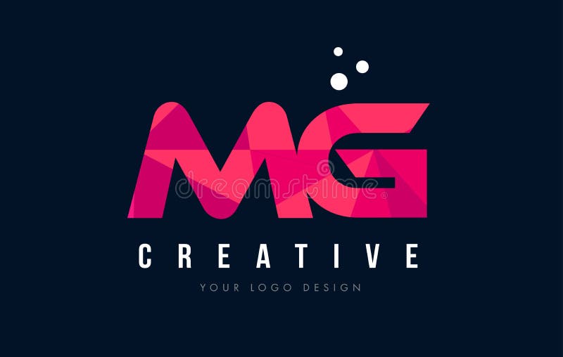 MG M G Letter Logo with Purple Low Poly Pink Triangles Concept Stock ...
