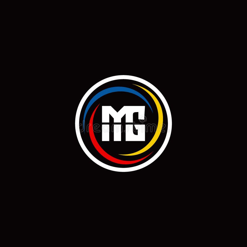 MG Monogram Logo Isolated on Circle Shape with 3 Slash Colors Rounded ...
