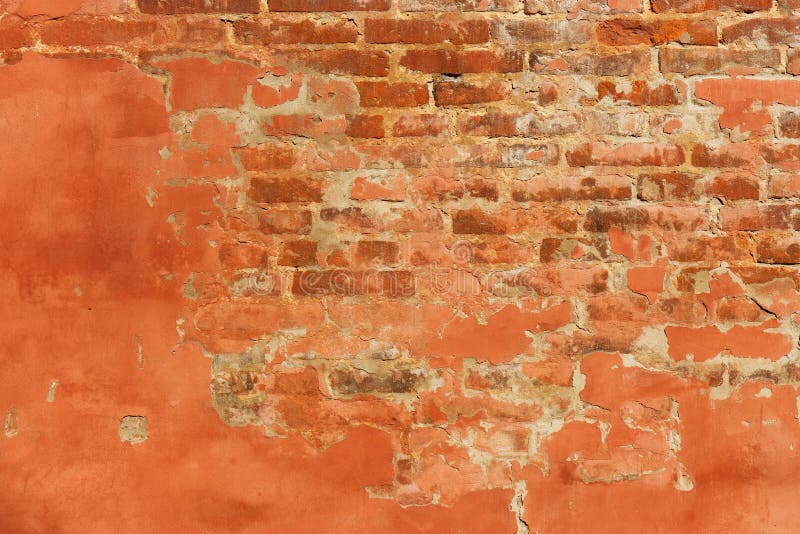 An Old Brick Wall Pattern Partially Covered with Plaster Stock Photo ...