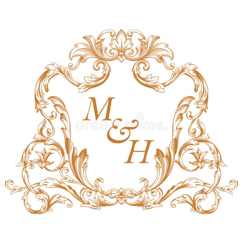MH baroque crest stock vector. Illustration of element - 328230481