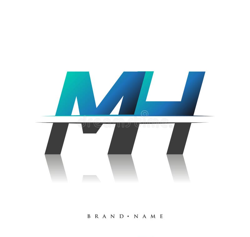 MH Initial Logo Company Name Colored Black and Blue, Simple and Modern ...