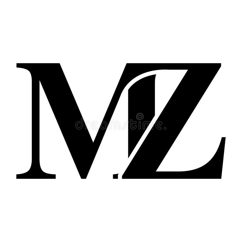 MZ Letter Black Logo Icon Template 1 Stock Vector - Illustration of ...