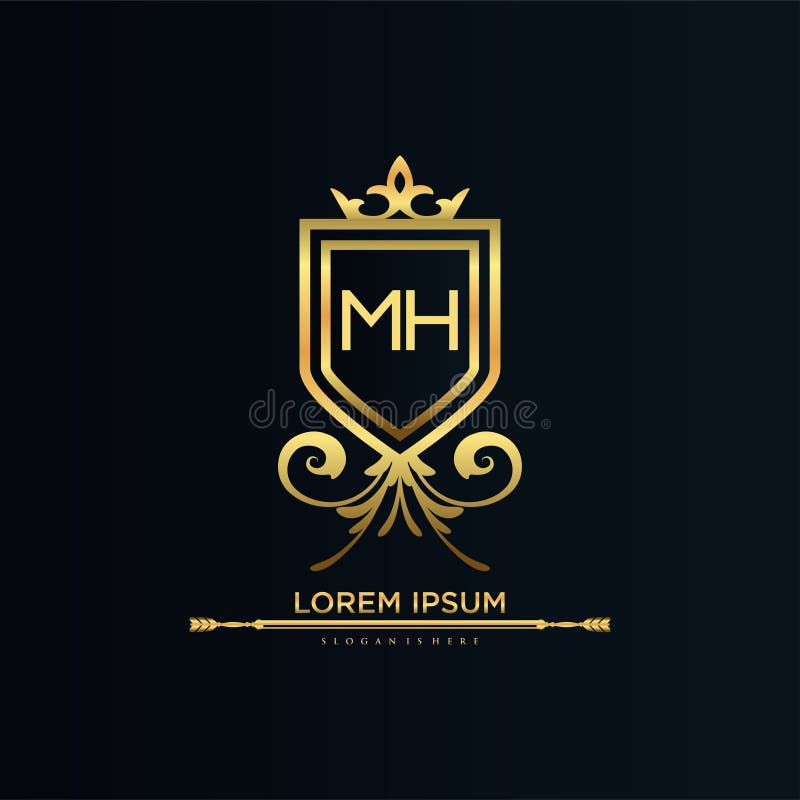 MH Letter Initial with Royal Template.elegant with Crown Logo Vector ...
