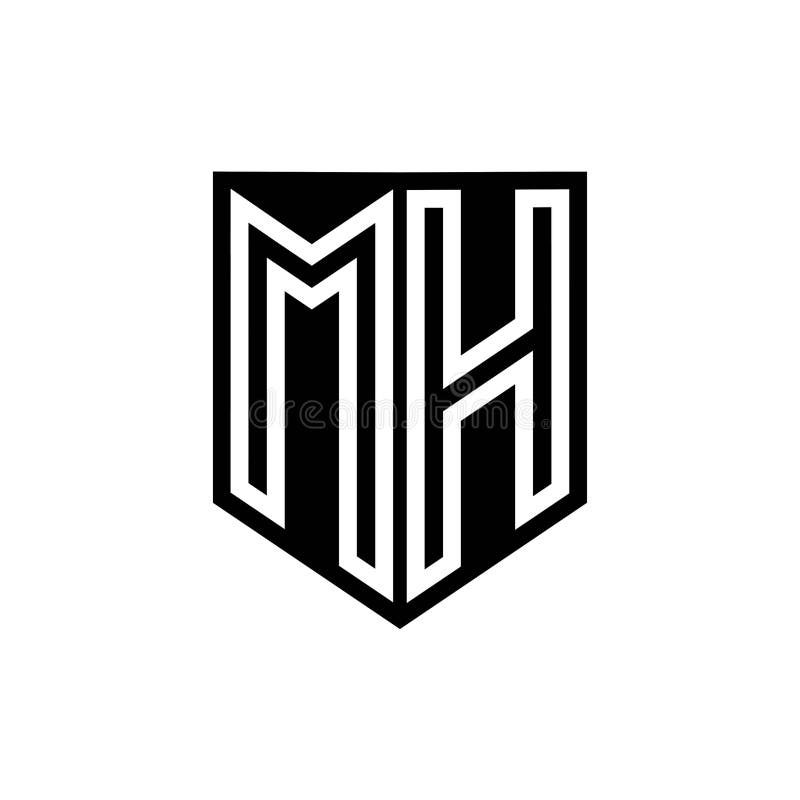MH Logo Monogram Shield Geometric White Line Inside Black Shield Color ...