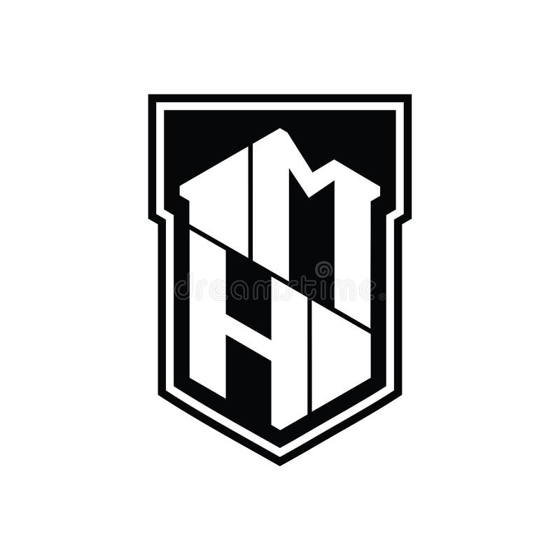 MH Logo Monogram Hexagon Geometric Up and Down Inside Shield Isolated ...