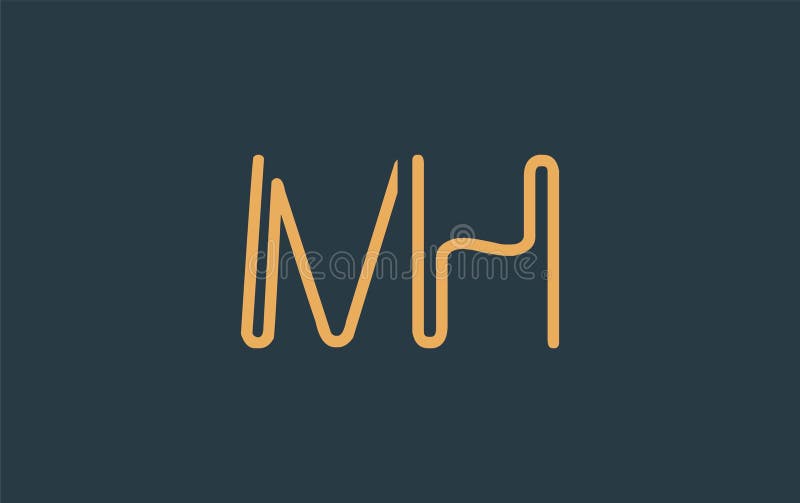 MH Minimalistic Line Art Logo Design with Abstract Lettering Stock ...