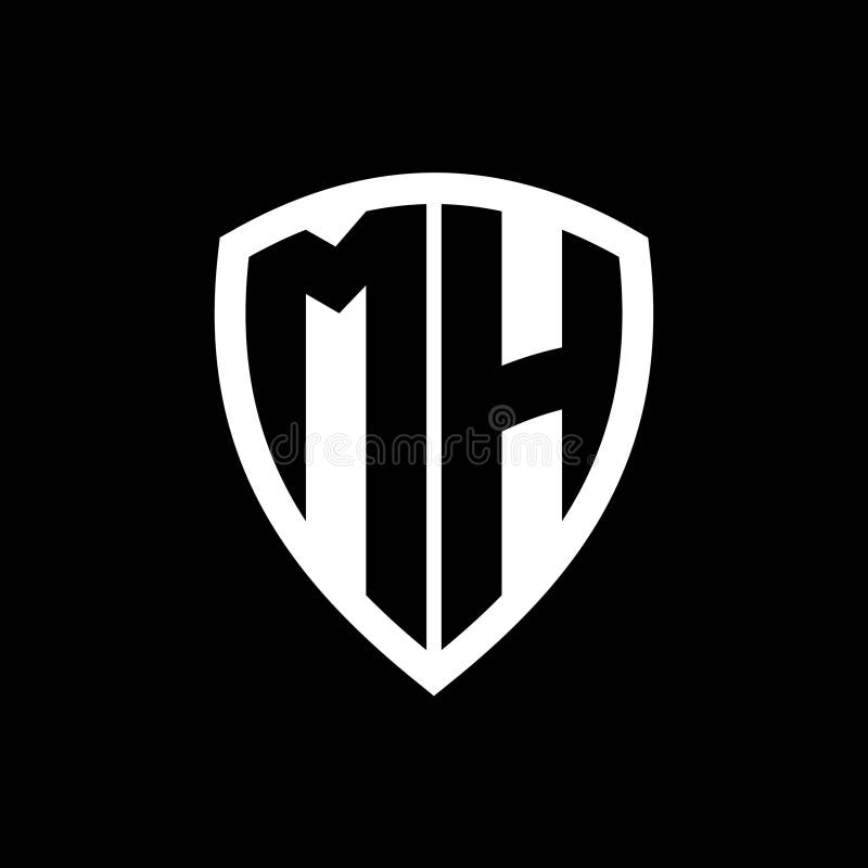 MH Monogram Logo with Bold Letters Shield Shape with Black and White ...