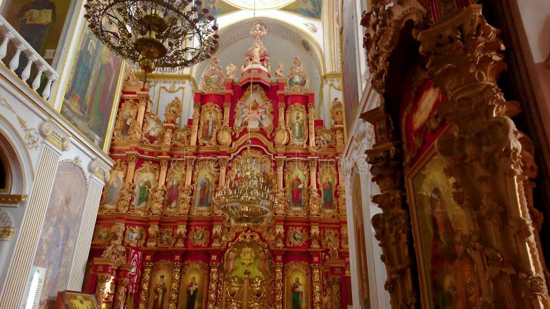 Interior of Transfiguration Cathedral of Mhar Monastery, Ukraine Stock ...