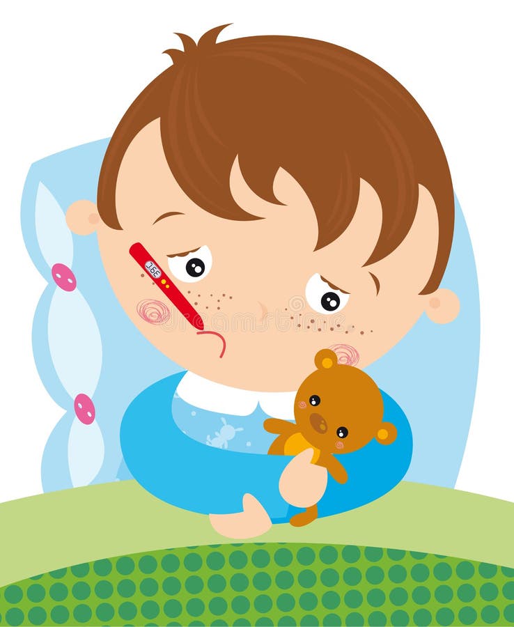 Desenhos Animados Do Doente Do Bebê Ilustração Stock - Ilustração de ...