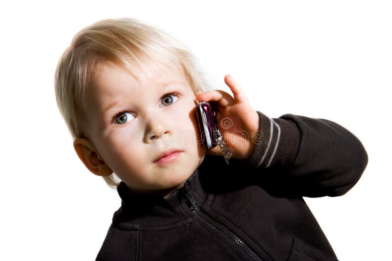 Rapaz Pequeno Que Fala No Telefone Imagem de Stock - Imagem de celular ...