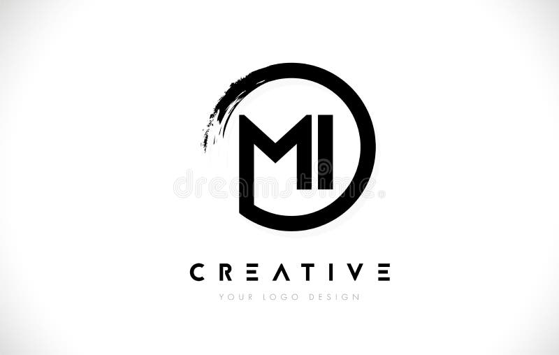 MI Letter Logo with Circle Brush Design and White Background Stock ...
