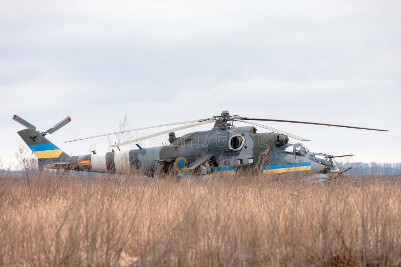 Mi-24 Helicopter on Combat Duty in Eastern Ukraine Stock Photo - Image ...