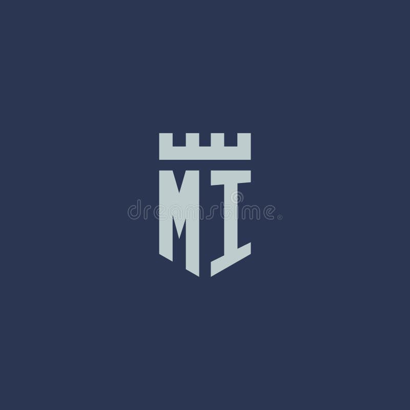 MI Logo Monogram with Fortress Castle and Shield Style Design Stock ...