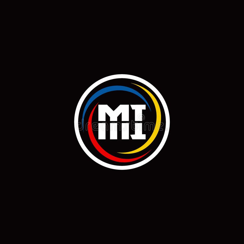 MI Monogram Logo Isolated on Circle Shape with 3 Slash Colors Rounded ...