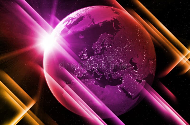 Mapa Del Mundo Con Rosa Y Colores Azules En Un Color Oscuro Stock de ...