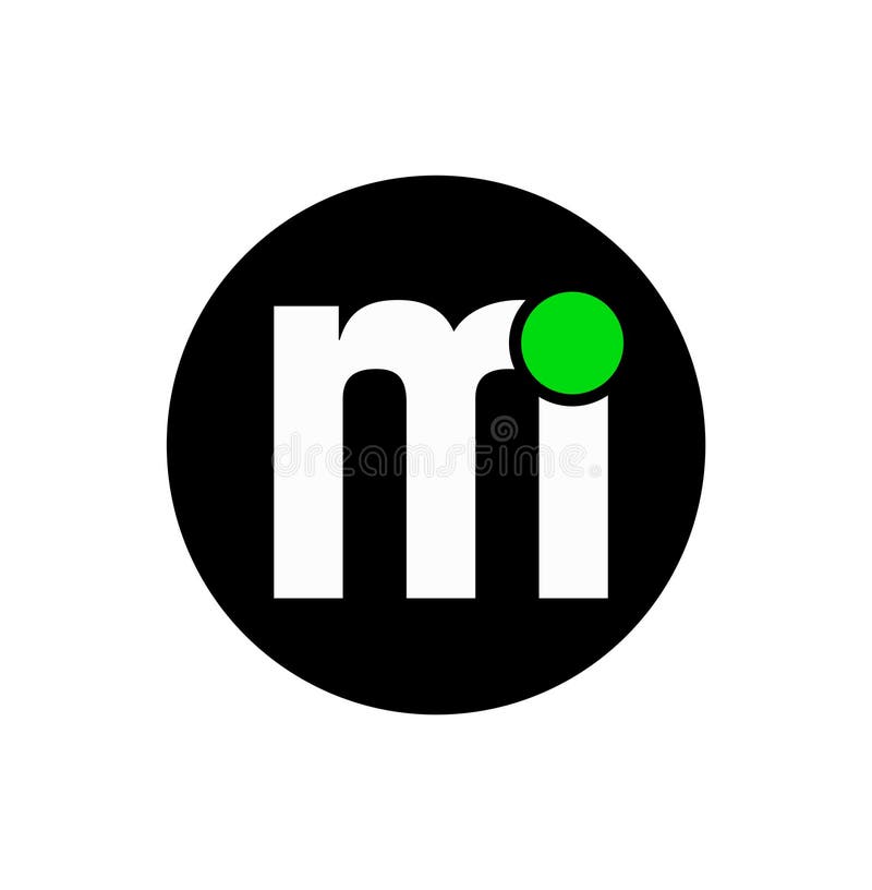 MI Typography Letters on Black Round with Green Dot. MI Logo Stock ...